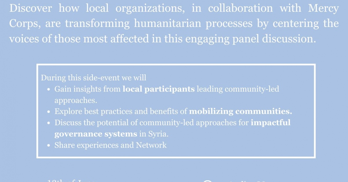 Centering community voice to drive sustainable change in Syria ...