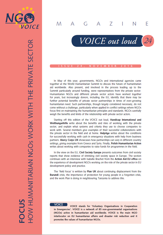 New VOICE Out Loud magazine: How humanitarian NGOs work with the ...